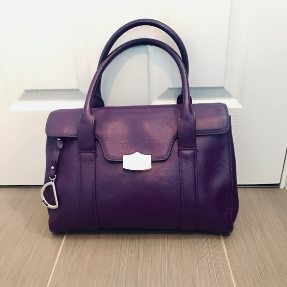 Ralph Lauren | Bags | Rll Ralph Lauren Purple Saffiano Leather Satchel ...